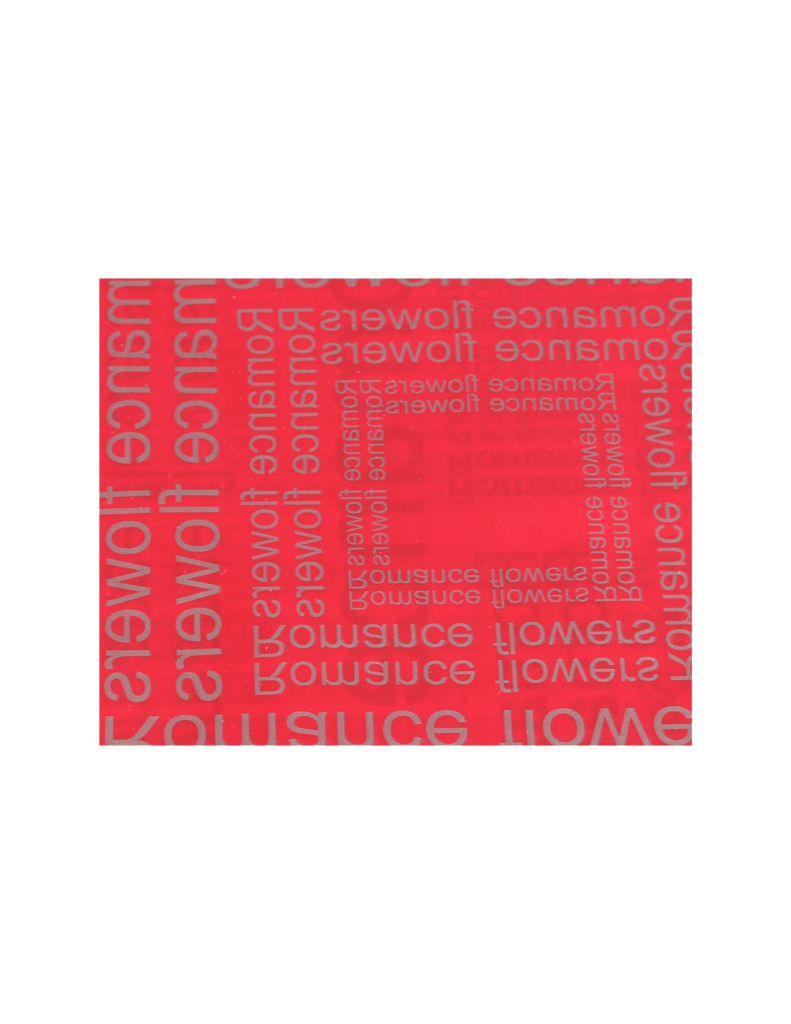 Red Plastic Paper w/ Brown Text - Cartoon Flowers, Plush Bouquets ...